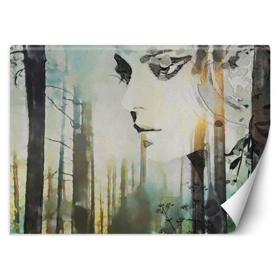 Poster XXL Caro Pastel abstraction femme et forêt 100x70 - Cdiscount Maison
