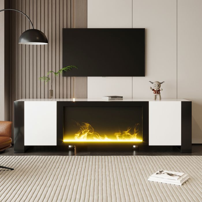 Meuble TV - Cheminée Electrique - Effet de Flamme Réaliste - Design ...