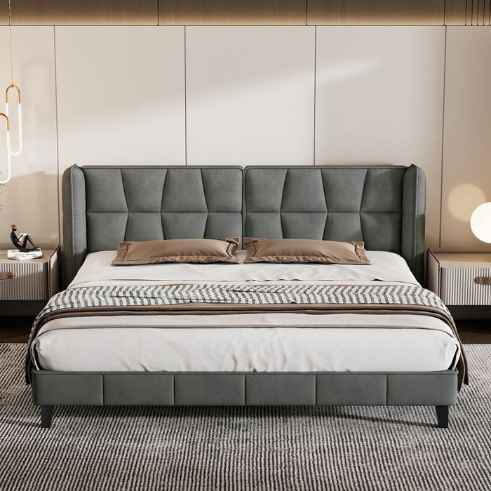 Lit Double 180x200 cm avec Sommier à Lattes, Cadre de Lit Adulte avec ...