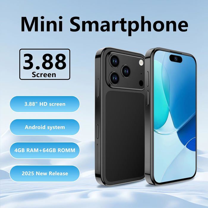 Nouveau Mini Smartphone 4G débloqué 2025, écran HD de 3,88", 2000mAh ...
