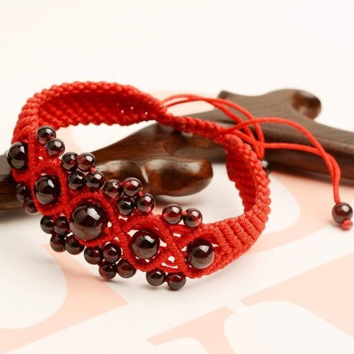 Bracelet En Corde Rouge Grenat Pour L'Année Natale Avec Nœud En Diamant ...