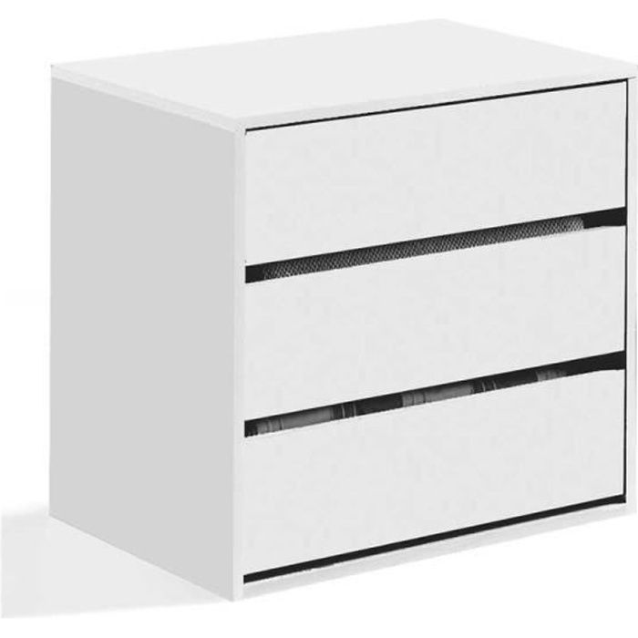 Caisson 3 tiroirs pour intérieur d'armoire - TSIRA - Blanc - Bois - L ...