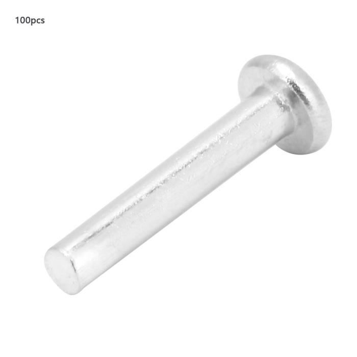 Qiilu Rivet en aluminium massif à tête plate 100 pièces M2.5 * 12/14 ...