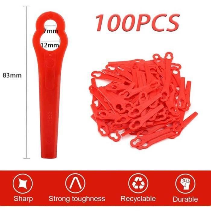 Lame Coupe Bordure100pcs Lames en Plastique de Rechange Lame Bordure pour Jardin et Pelouse ...
