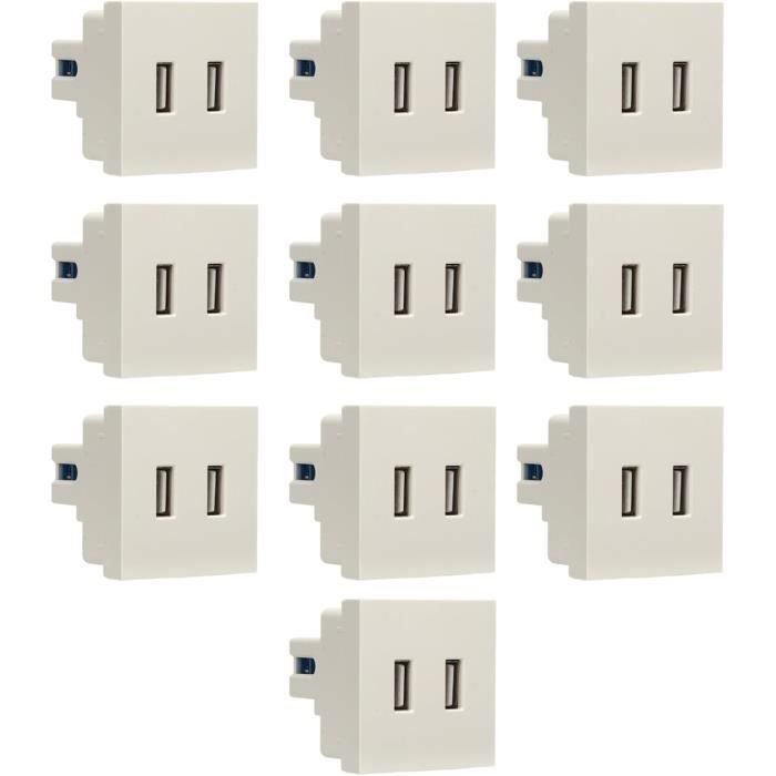 Prise Murale, 10 Pièces Usb Dans La Prise Murale 10 W 2 Ports Dc5V2A ...