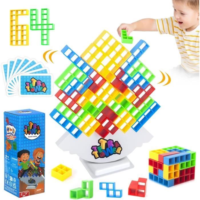 64 Pieces Tetra Tower Enfant, Tetris Team Tower Board Games Jouet ...