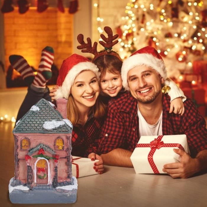 Dilwe Village de maisons de Noël en résine avec lumière LED chaude pour l'artisanat de ...