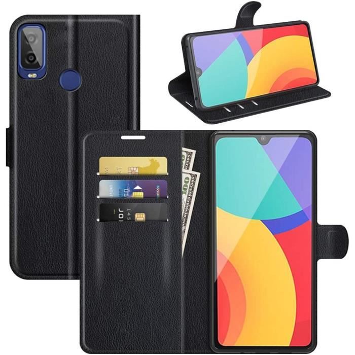 Coque Alcatel 1L 2021 6 1 Pouces PU Cuir Flip Litchi Motif Built Stand ...