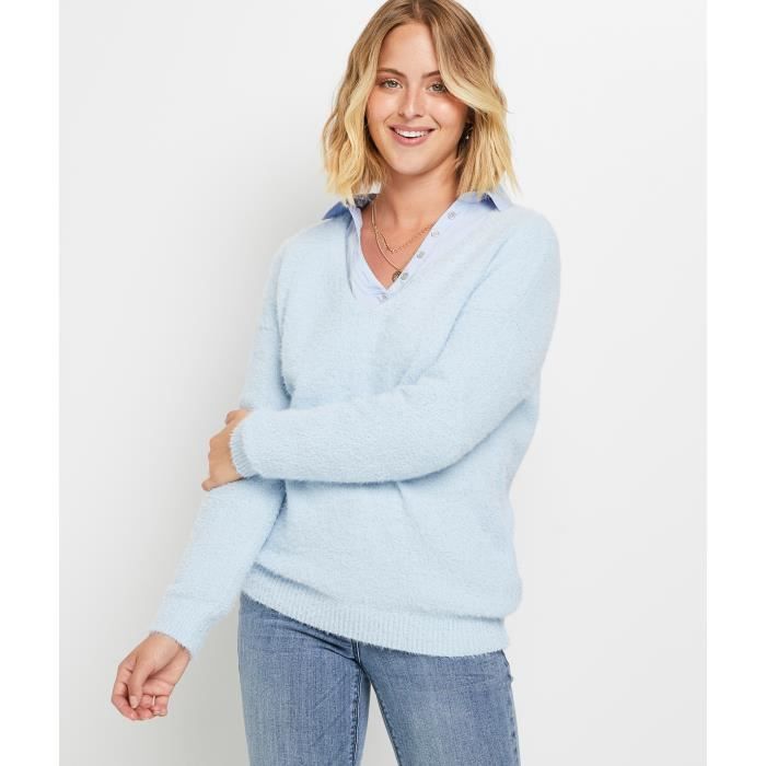 GRAIN DE MALICE - Pull fluffy femme Bleu clair - Cdiscount Prêt-à-Porter
