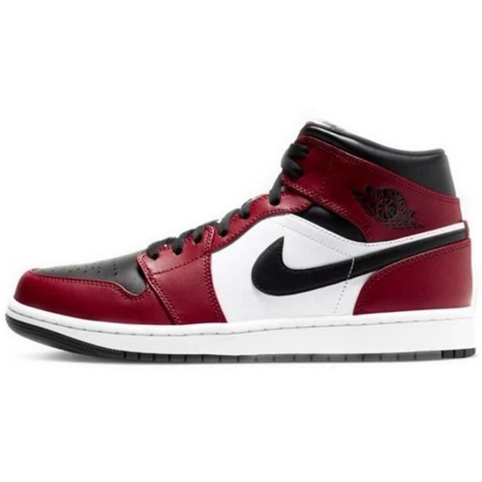 Basket air jordan 1 Mid Chicago Black Toe Chaussure de Sport AJ 1 Pas ...