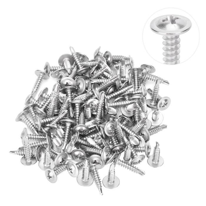 SALUTUYA Lot de 500 Vis autotaraudeuses en acier inoxydable 410 M4.2 tête ronde industrielle ...