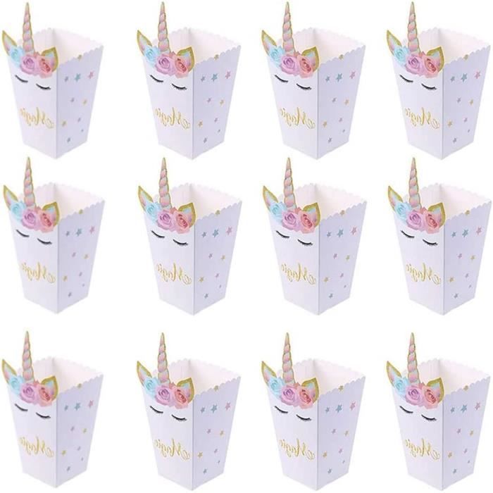 Popcorn Boîtes,Boîte À Popcorn 12Pcs Licorne Popcorn Conteneurs Partie ...