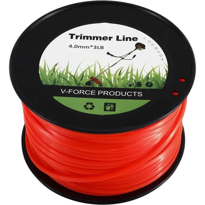 DasMorine Bobine de fil de rechange en nylon de forme carrée pour débroussailleuse (4 mm x 75 m ...