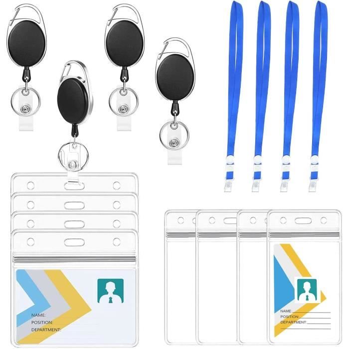 Porte Badge Avec Porte Carte Transparent, WACH AUF 8 Sets Porte Badge ...