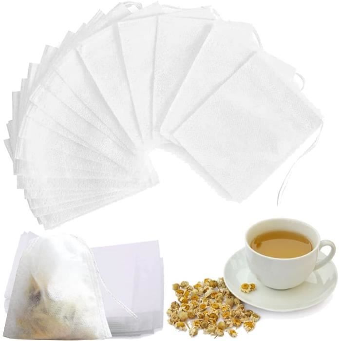 Lot De 400 Sachets À Thé Vides Jetables Avec Cordon De Serrage - Pour Thé En Vrac - 7 X 9 Cm ...