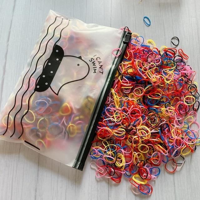 Bande de caoutchouc jetable,color 5--2000 pièces-sac transparents mini ...
