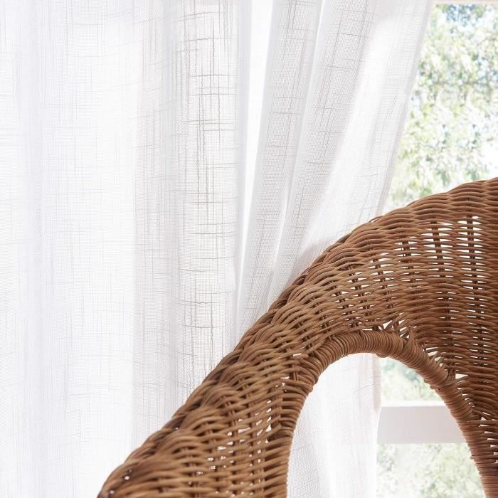 Rideaux Voilage - Voiage Blanc Décoration De Fenêtre Voile En Lin Effet ...