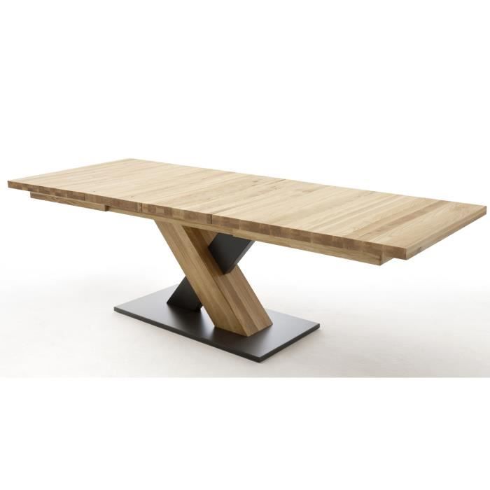 Table à manger en chêne sauvage massif - L140-220 x H78 x P90 cm ...