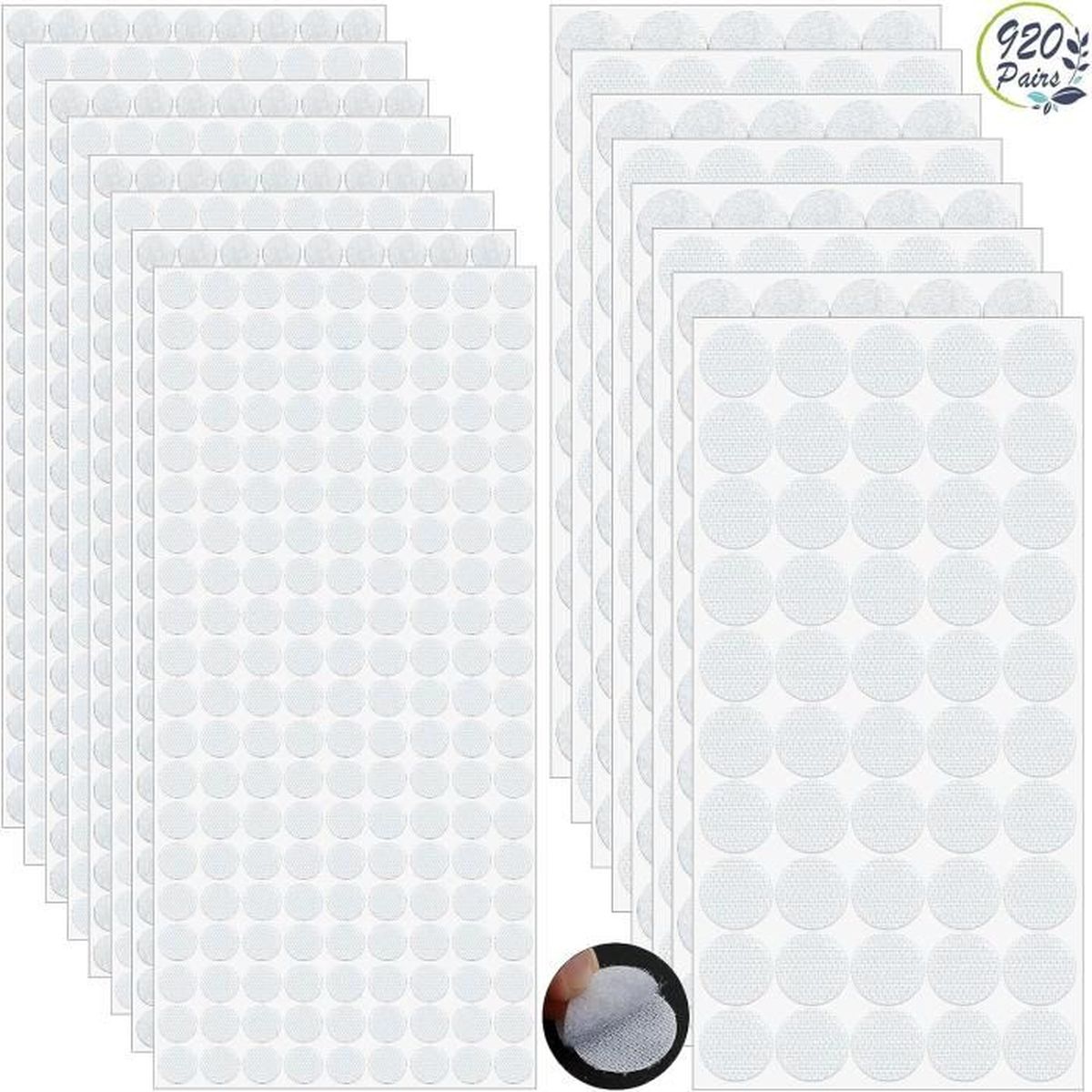 Scratch Autocollant Rond, 920 Paires Scratch Adhésif, Crochet et Boucle ...