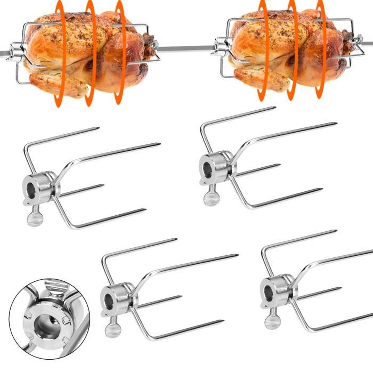 XMTECH Lot de 4 Barbecue Fourchette, Broches à Viande en acier ...