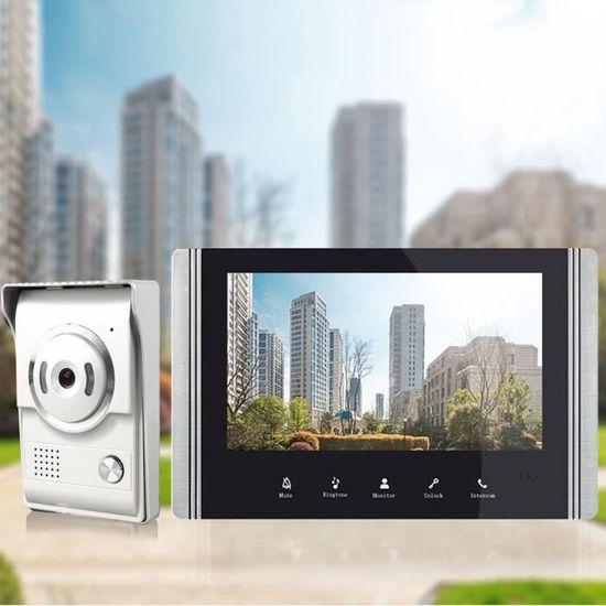 Fan Visiophone Sonnette Vidéo Domestique écran Lcd Tft 2 Voies Bouton Tactile Vision Nocturne