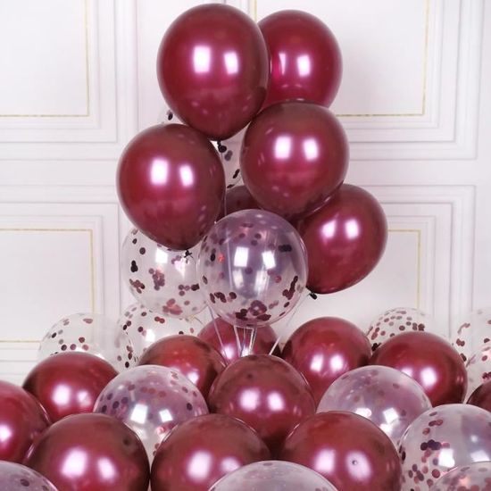 Ballon Bordeaux Confettis Métallique: 50 Pièces 12 Pouces Ballons ...
