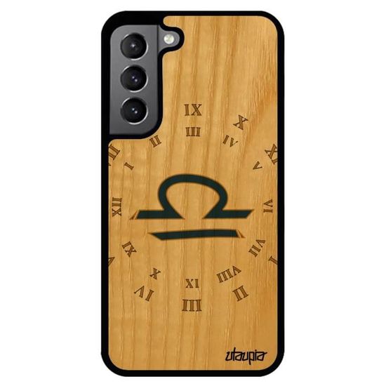 Coque silicone de protection S22 bois Signe balance noir astronomie ...