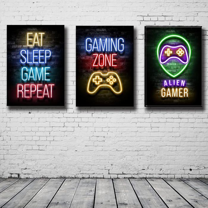 Eat Sleep Game Repeat Gaming Murale Art Poster Gamer Toile tableau ...