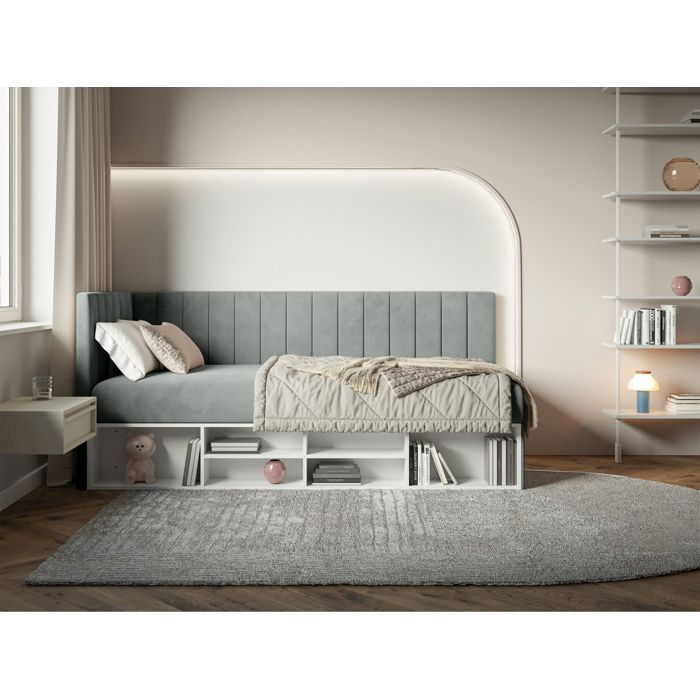 Lit ado avec rangement - VENTRIO - gris - côté gauche - Cdiscount Maison