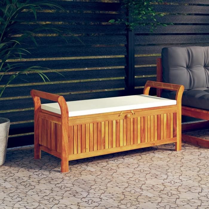 COZY Banc de patio/ Banc de rangement de jardin avec coussin - MVS ...