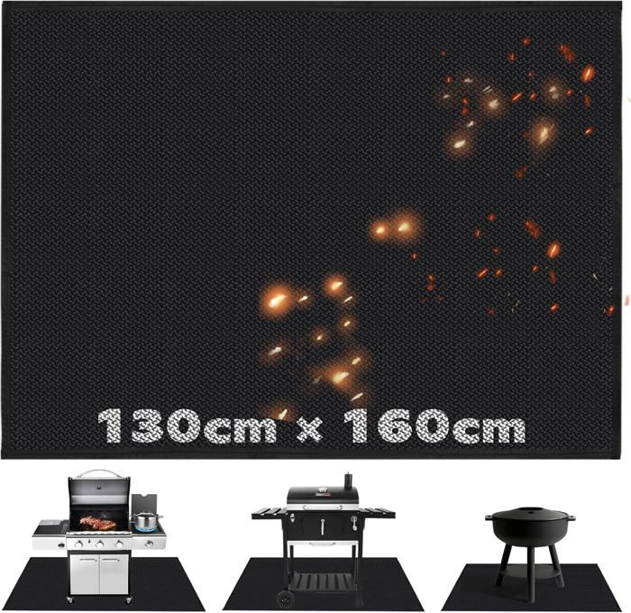 Tapis de Protection 130x160cm Tapis Barbecue Sol D'extérieur Tapis de ...