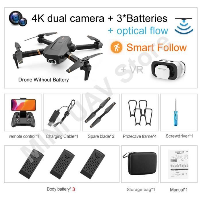 4K DE VR 2C 3B-Mini importateur V4 UAV 4K VR, quadricoptère pliant avec ...