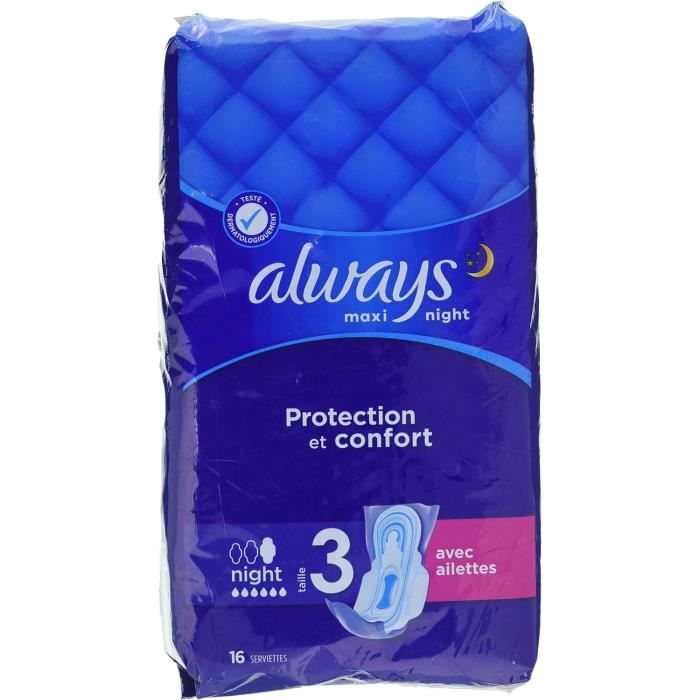 Serviettes Hygiéniques - ALWAYS - Maxi Night Taille 3 - Lot de 5 ...