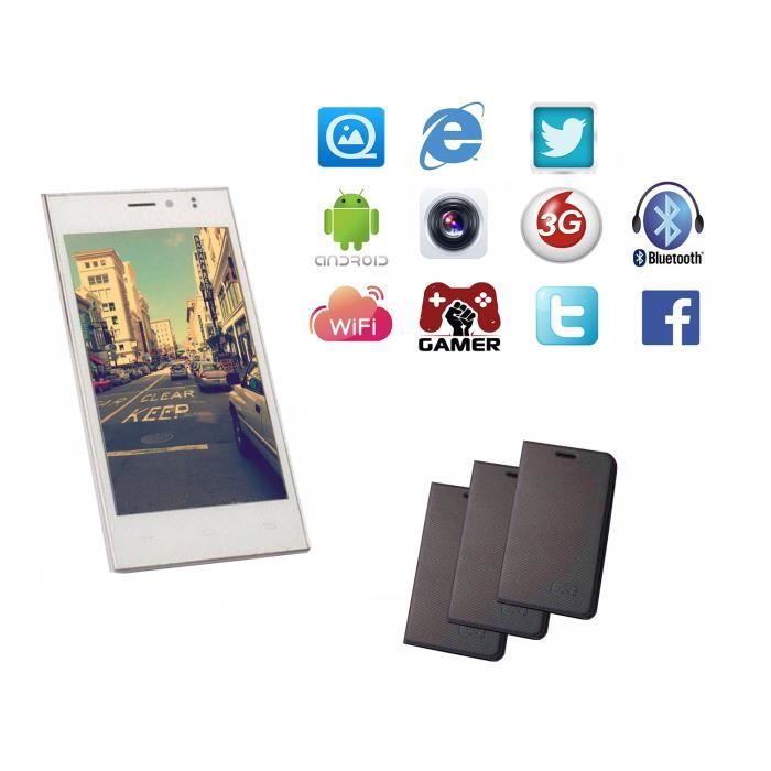 Tablette Double SIM RAM écran HD 1Go ROM 4Go Blanc + 3 Pcs Housse Etui ...