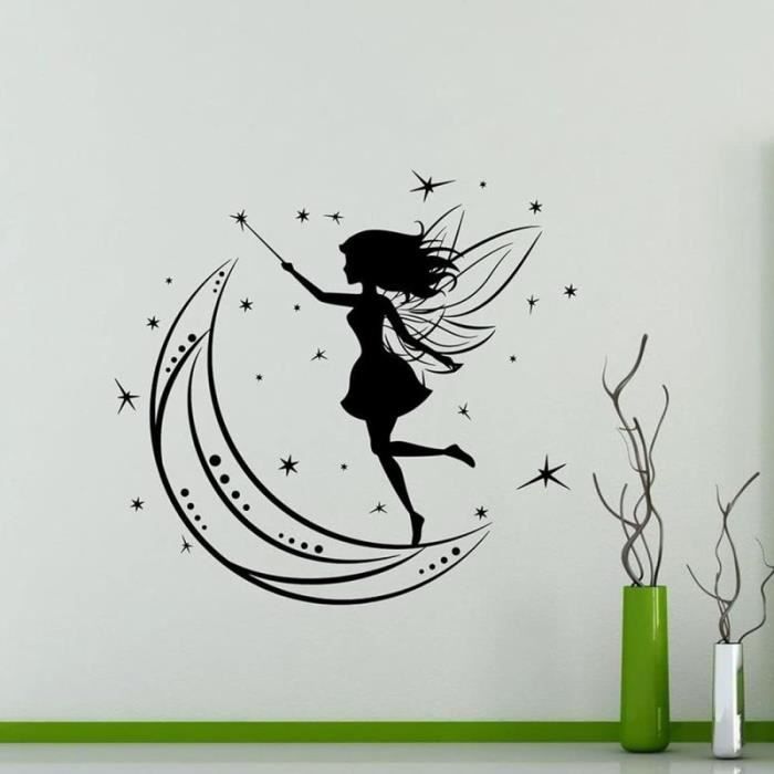 Décalcomanie Murale Fée, Étoile De Lune, Dessin Animé, Fille Magique ...