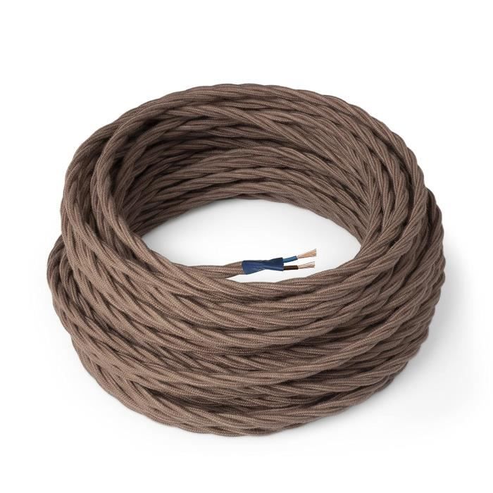 Câble Électrique Textile Couleur Marron, Torsadé, Coton, 5 Mètres, À 2 Brins 2X0,75-Fil Vintage ...
