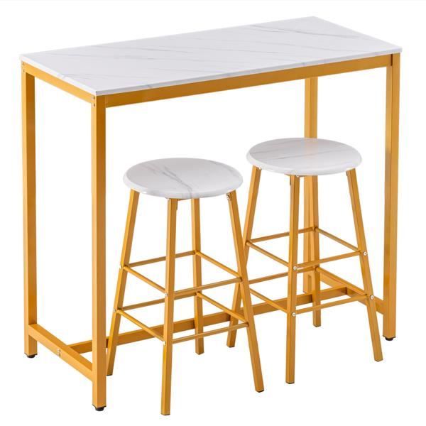 Table de bar simple en marbre PVC de 100*45*92 cm avec tabourets de bar ...