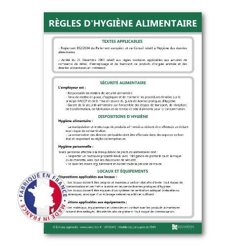 Panneau d'affichage des règles d'hygiène alimentaire - Cdiscount Beaux ...