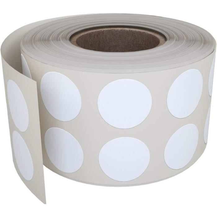 AJW-Rouleaux D‘Étiquettes Autocollantes Rondes Blanc 1.3 cm (13mm) 1 ...