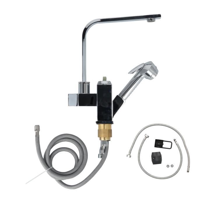 Duokon robinet d'eau G1/2 robinet de cuisine rotatif extractible ...