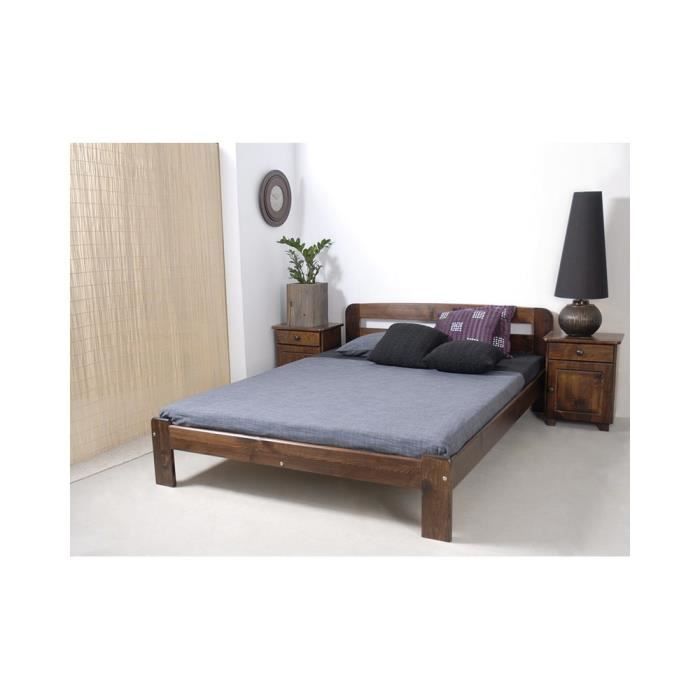 JUSThome Sara Lit en bois + Sommier à Lattes Couleur Noyer 120 x 200 cm ...