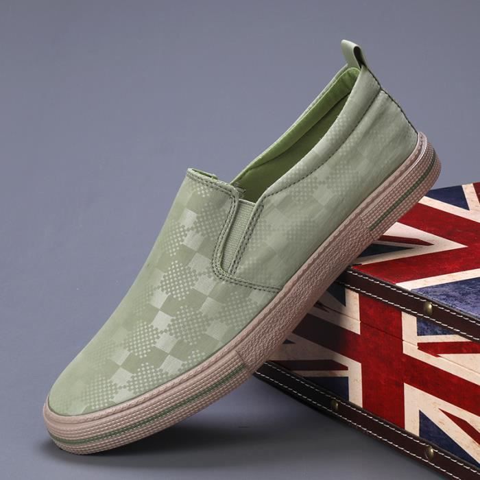 Mocassins en Toile Hommes Loafers Slip-on Carreau Basses Chaussures De ...