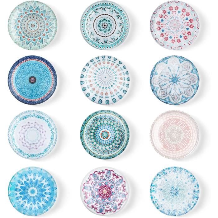 12 Aimant De Réfrigérateur, Motif Floral Coloré En Verre Aimant De ...