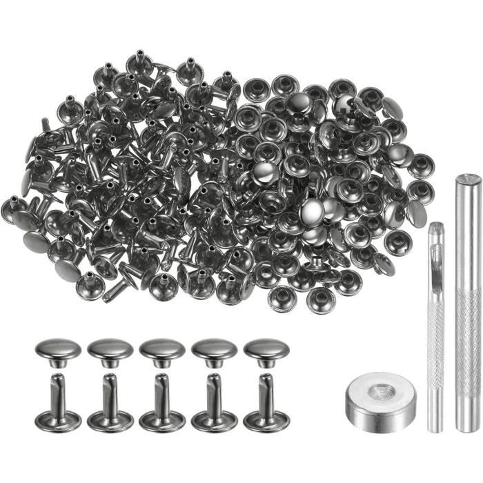 100 Ensembles De Rivets En Cuir 10 X 9Mm En Métal Avec Double Capuchon ...