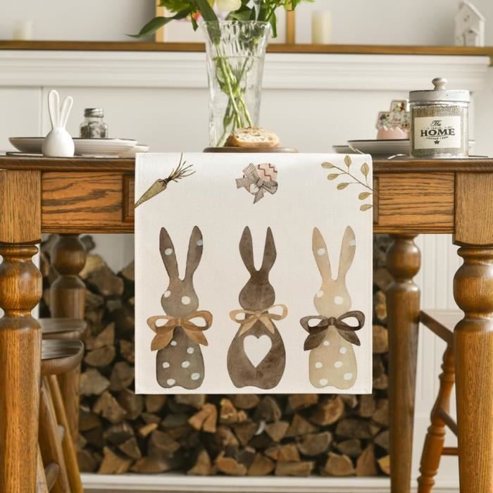 Chemin De Table De Pâques - Motif Lapin, Carottes, Joyeuses Pâques ...