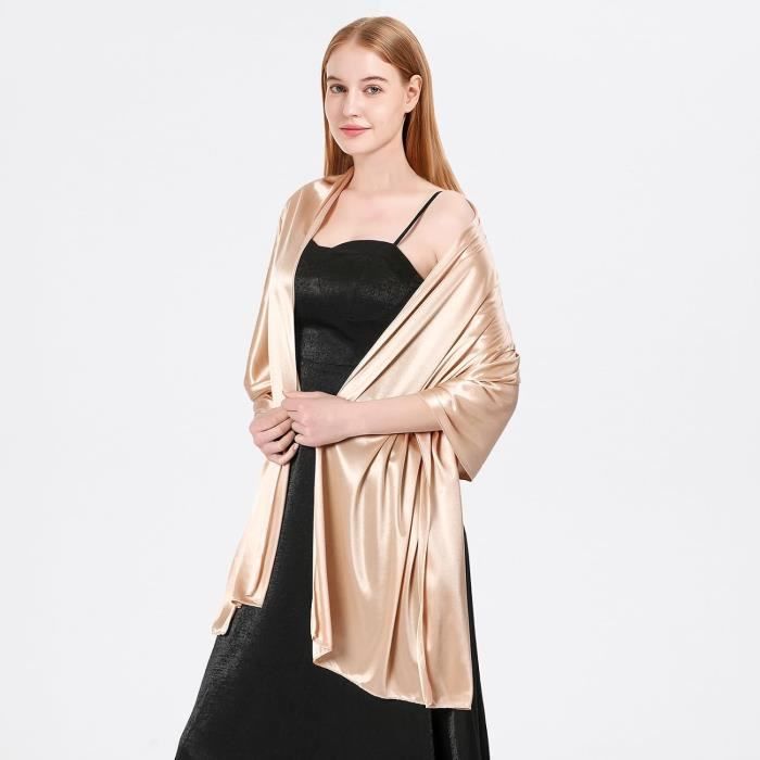 Echarpe Satin Foulard Chale Femme Mariage Élégant Chic Champagne ...