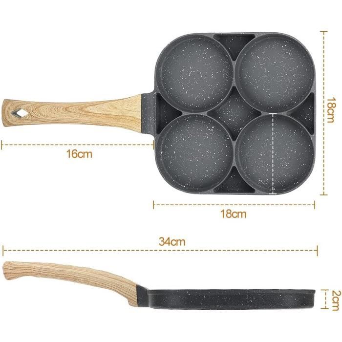 Poêle À 4 Emplacements, Poele A Pancakes, Poele A Oeufs Avec 4 Trous, Poele Crepe Induction ...