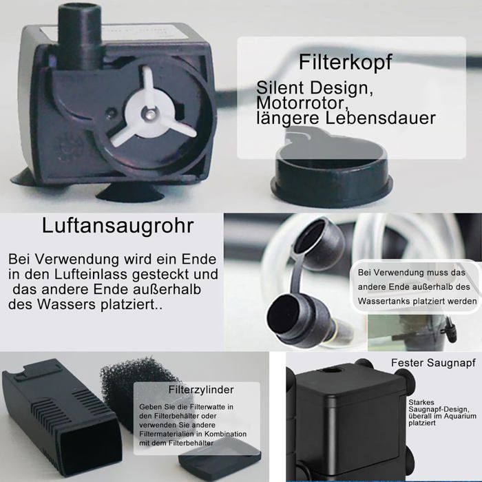 Aquarium Filter, 4W Aquarium Pump, Purified Water Circulation ...