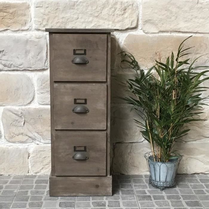 Meuble Semainier Grainetier Chiffonnier Colonne à Tiroirs en Bois 82 cm ...