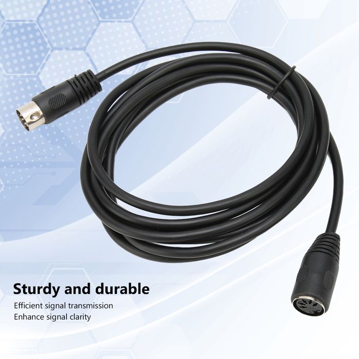 Qiilu Câble MIDI 5 broches (DIN mâle/femelle) - 3m pour piano/guitare ...